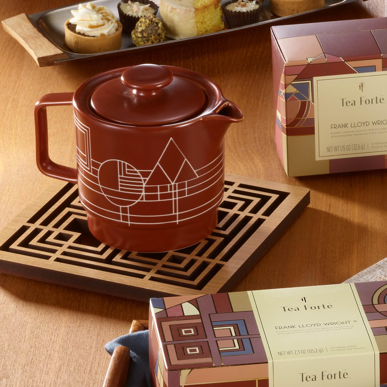 Tea Forte Terra Stoneware Teapot with Infuser and Lid, Frank Lloyd ...